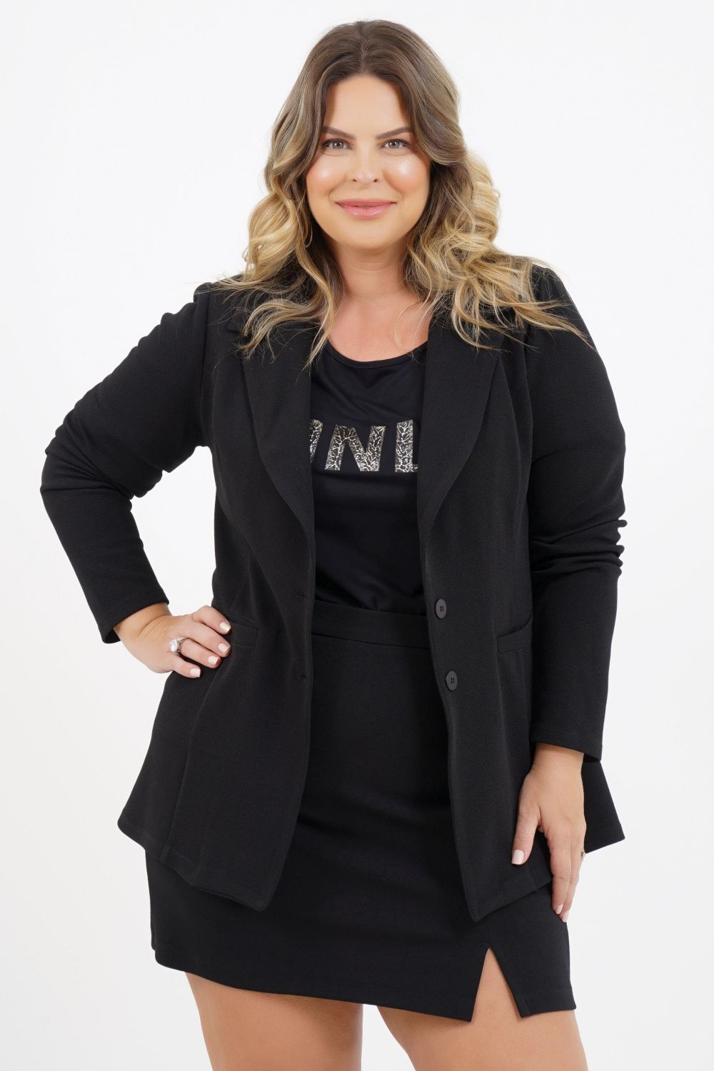 Blazer Plus Size Guiana Manga Longa - Program Moda | Moda Plus Size ...