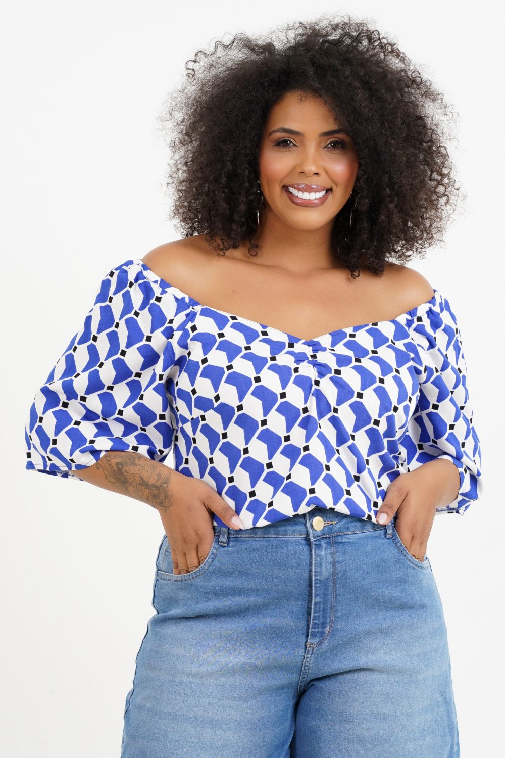 Blusa Plus Size Eloise Manga Curta - Program Moda | Moda Plus Size Feminina
