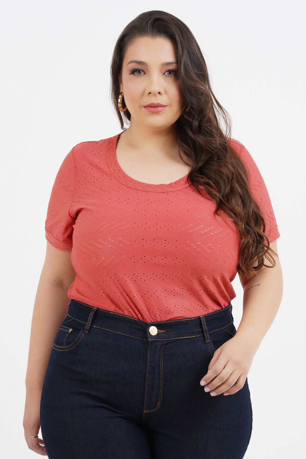 Blusa Plus Size Clara Laise Manga Curta - Program Moda | Moda Plus Size ...