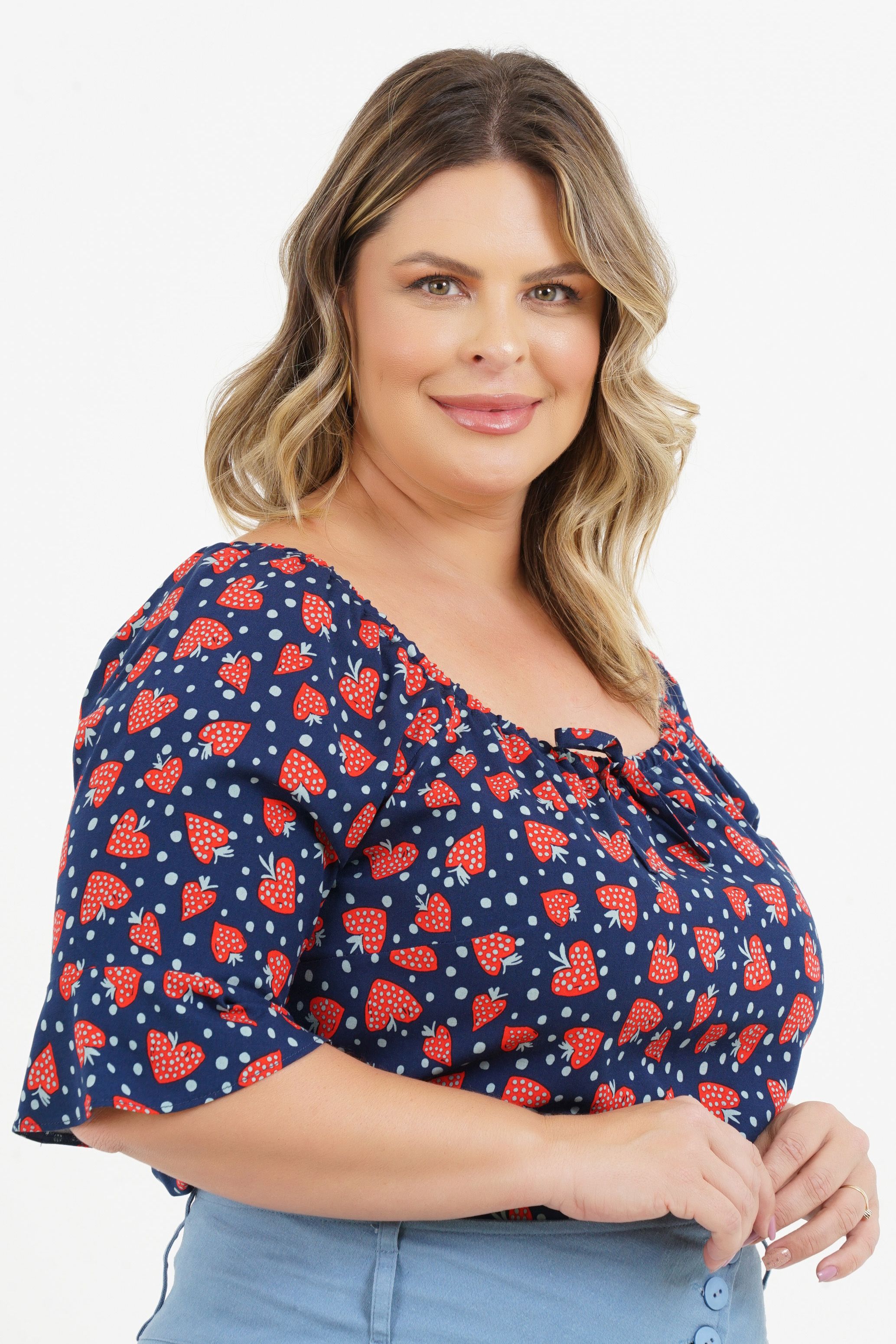 Blusa Plus Size Isabel Manga 3/4 - Program Moda | Moda Plus Size Feminina