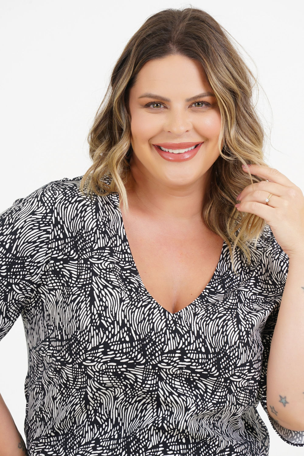 Blusa Plus Size Emma Manga 3/4 - Program Moda | Moda Plus Size Feminina