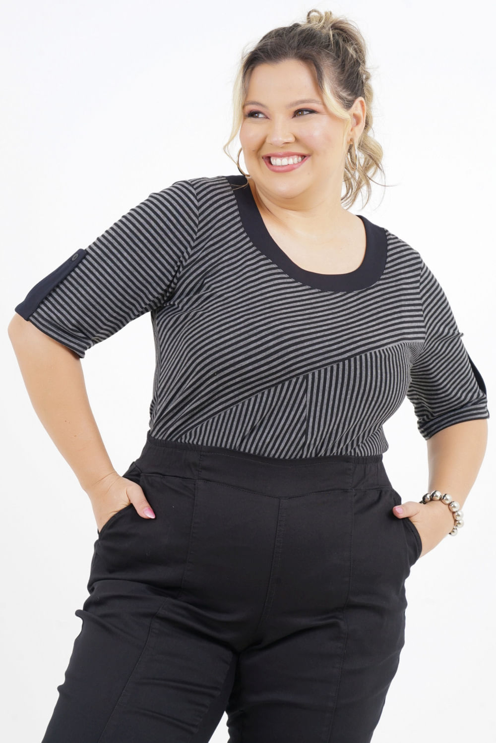 Blusa Plus Size Ideal Manga 3/4 - Program Moda | Moda Plus Size Feminina