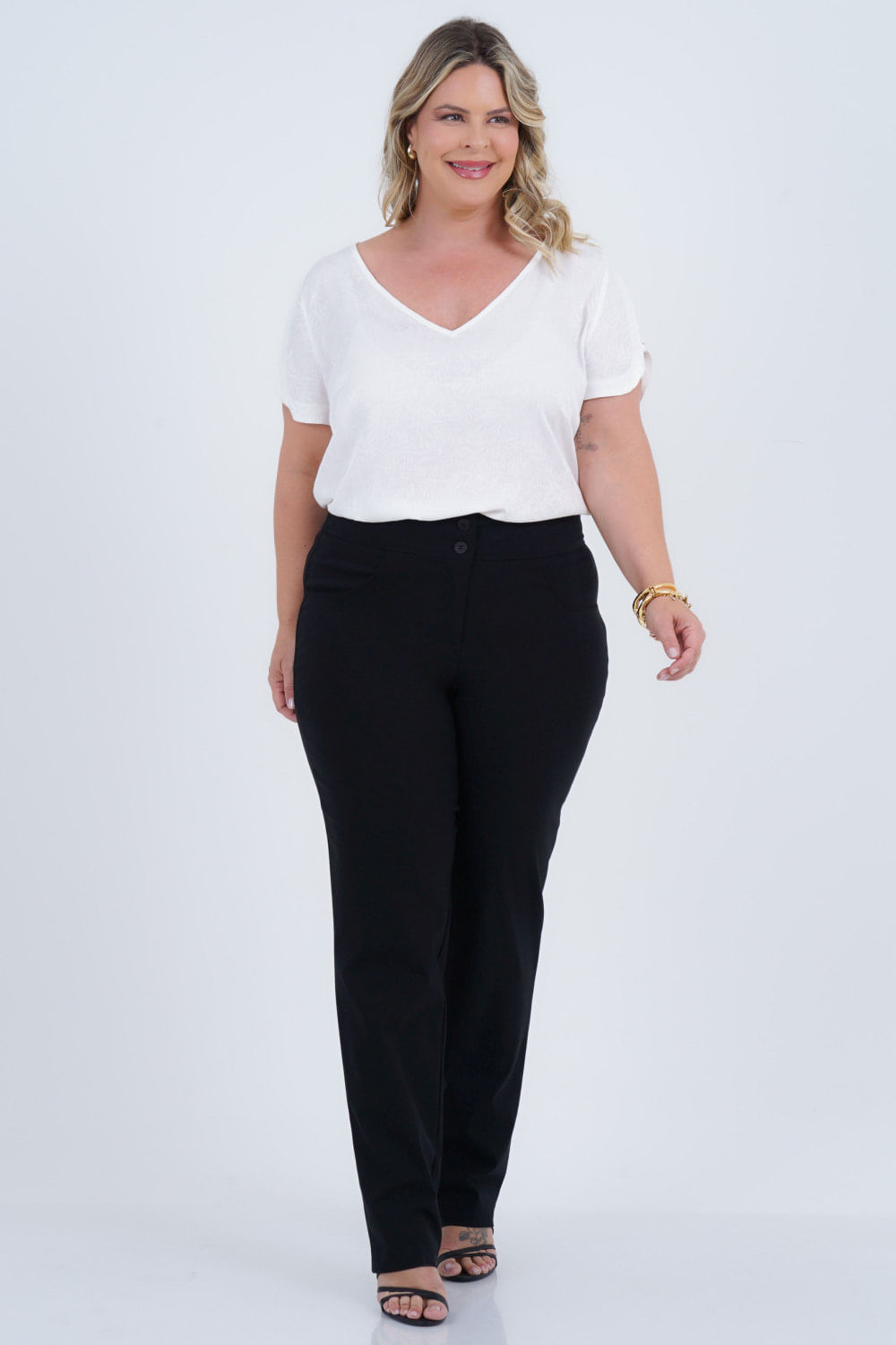 Calça Plus Size Feminino Reta Detalhe - Program Moda | Moda Plus Size ...